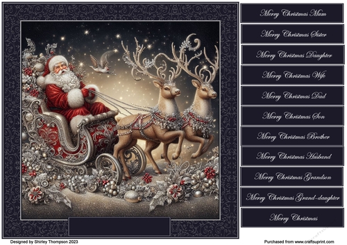 8 x 8 Santa in his sleigh quick card front.1 - CUP1259900_20842 ...