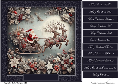 8 x 8 Santa in his sleigh quick card front.5 - CUP1259904_20842 ...