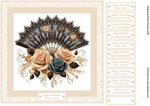 8 x 8 beige and black vintage fan quick card front. - CUP1324934_20842 ...