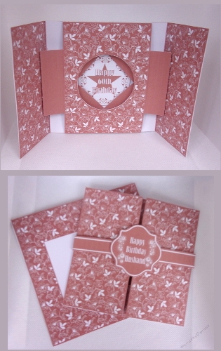 5.5 x 5.5 gate fold age shutter card with matching envelope (Brown ...