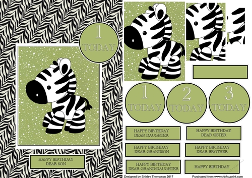 Cute zebra card front. - CUP774730_20842 | Craftsuprint