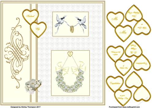 8 x 8 horseshoe and doves wedding card front. - CUP789207_20842 ...