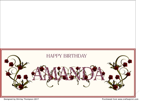 Rose and mosaic name card (Amanda) - CUP791502_20842 | Craftsuprint
