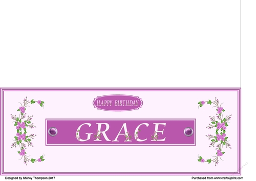 Deep pink floral alpha DL name card (Grace) - CUP814567_20842 ...