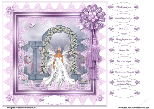 Beautiful angel lilac 8 x 8 card front - CUP816923_20842 | Craftsuprint