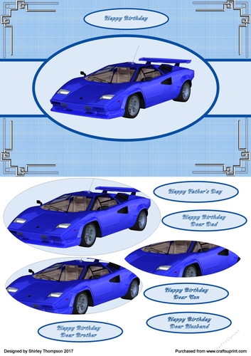A5 blue ferrari card front. - CUP818425_20842 | Craftsuprint