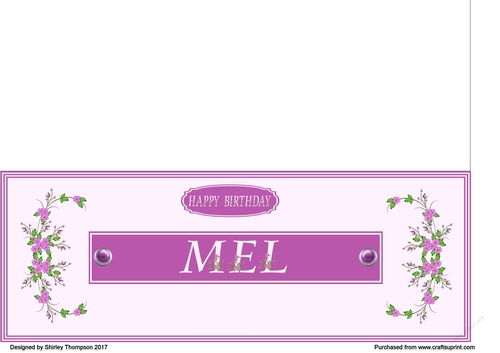 Deep pink floral alpha DL name card (Mel) - CUP825710_20842 | Craftsuprint
