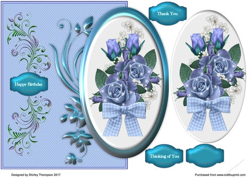Large blue floral over the edge card front. - CUP835805_20842 ...