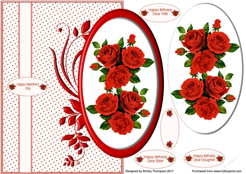 Large red floral over the edge card front. - CUP838292_20842 | Craftsuprint