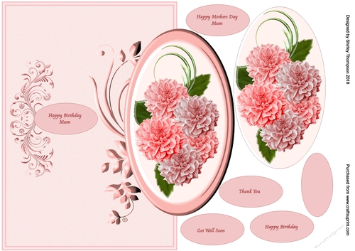 Large pink floral over the edge card front - CUP851072_20842 | Craftsuprint