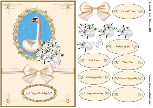 A5 swan card front with decoupage. - CUP866119_20842 | Craftsuprint