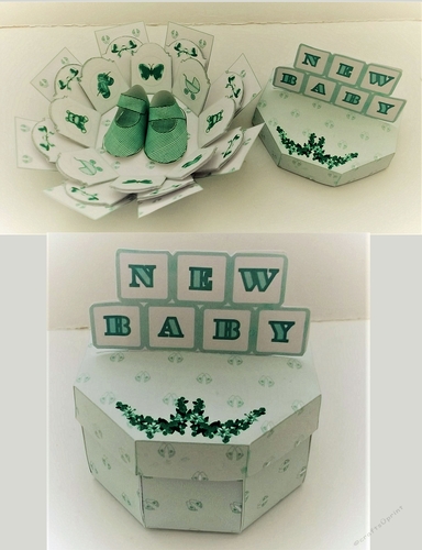 Gender neutral new baby exploding box card - CUP899346_20842 | Craftsuprint