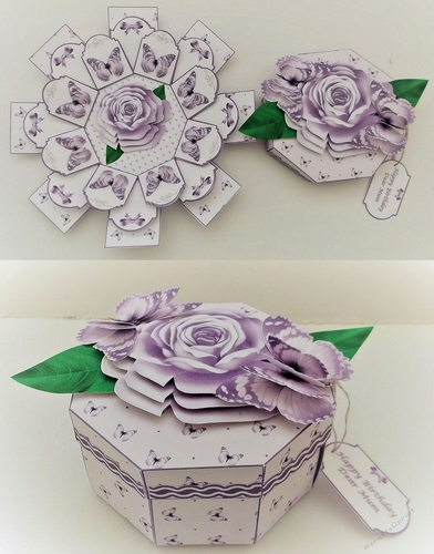 Lilac & white octagonal exploding box card - CUP899353_20842 | Craftsuprint