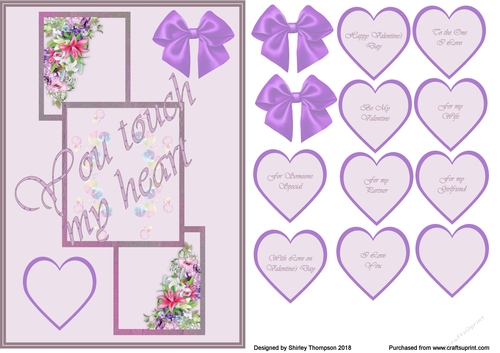 Lilac A5 Valentines Day quick card front - CUP937532_20842 | Craftsuprint