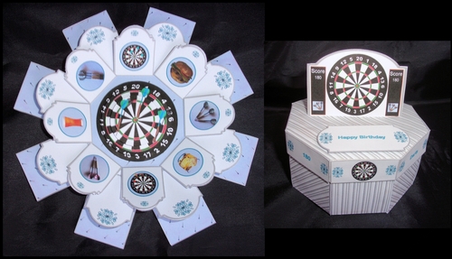 Darts themed octagonal exploding box card. - CUP953737_20842 | Craftsuprint