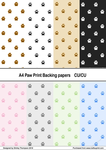 8 A4 paw print backing papers - CUP965294_20842 | Craftsuprint