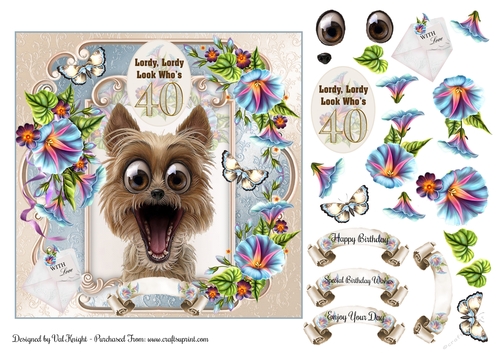 Lordy Lordy Look Whos 40 Card Front With Decoupage - CUP1020392_58488 ...