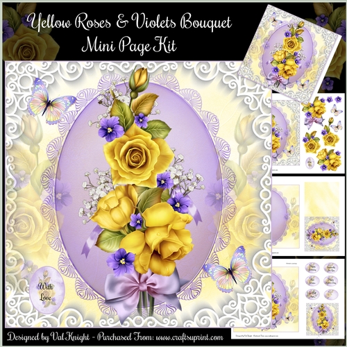 Yellow Roses & Violets Bouquet Mini Page Kit - CUP1024743_58488 ...