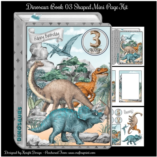 Dinosaur Book 03 Shaped Mini Page Kit - CUP1162875_58488 | Craftsuprint