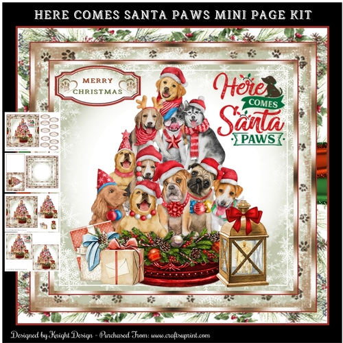 Here Comes Santa Paws Mini Page Kit - CUP1174591_58488 | Craftsuprint