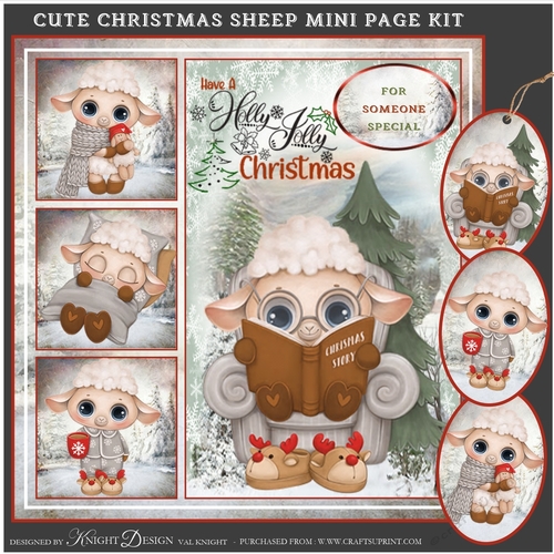 Cute Christmas Sheep Mini Page Kit - CUP1183700_58488 | Craftsuprint