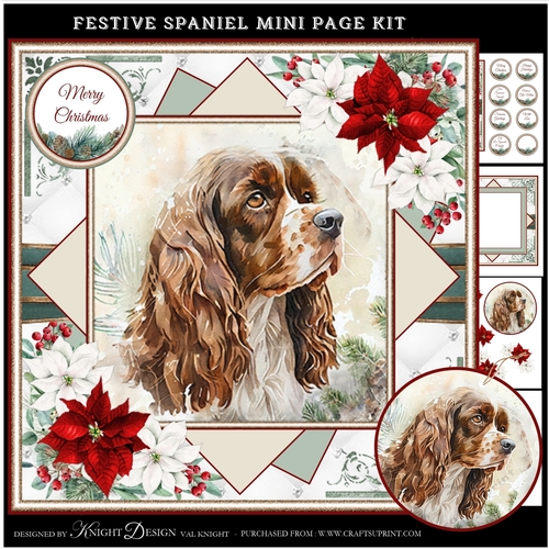 Festive Spaniel Mini Page Kit - CUP1187819_58488 | Craftsuprint