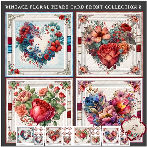 Beautiful Vintage Floral Heart Card Front Collection 2 - CUP1195061 ...