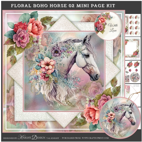 Floral Boho Horse 02 Mini Page Kit - CUP1195912_58488 | Craftsuprint