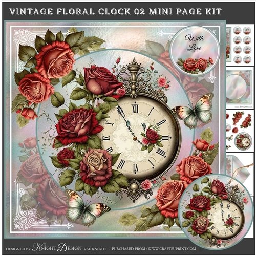 Vintage Floral Clock 02 Mini Page Kit - CUP1202369_58488 | Craftsuprint