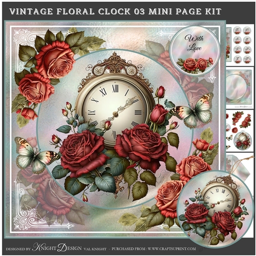 Vintage Floral Clock 03 Mini Page Kit - CUP1202372_58488 | Craftsuprint
