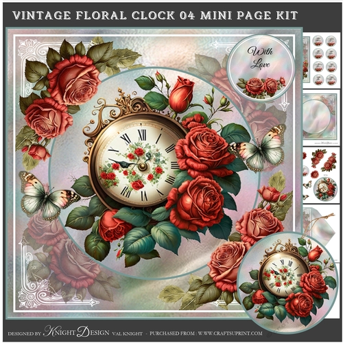 Vintage Floral Clock 04 Mini Page Kit - CUP1202373_58488 | Craftsuprint