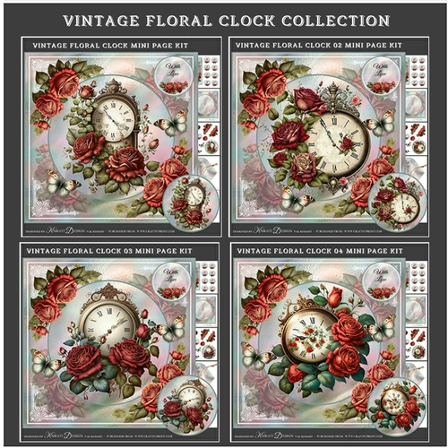 Vintage Floral Clock Collection - CUP1202407_58488 | Craftsuprint