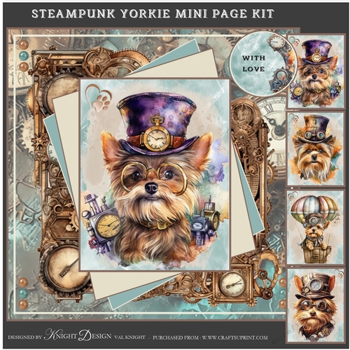 Steampunk Yorkie Mini Page Kit - CUP1219215_58488 | Craftsuprint