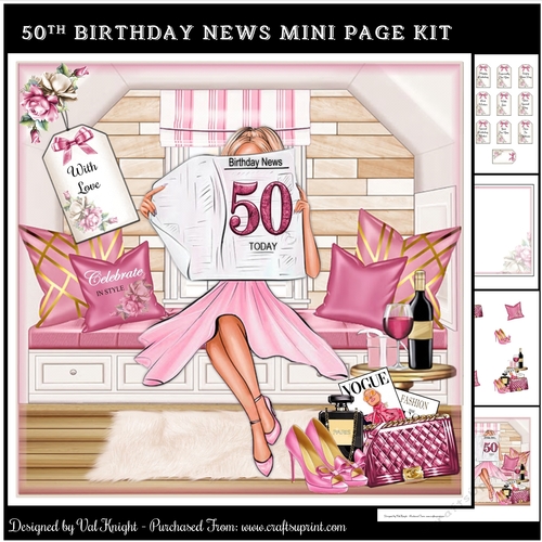 50th Birthday News Mini Page Kit - CUP1226857_58488 | Craftsuprint