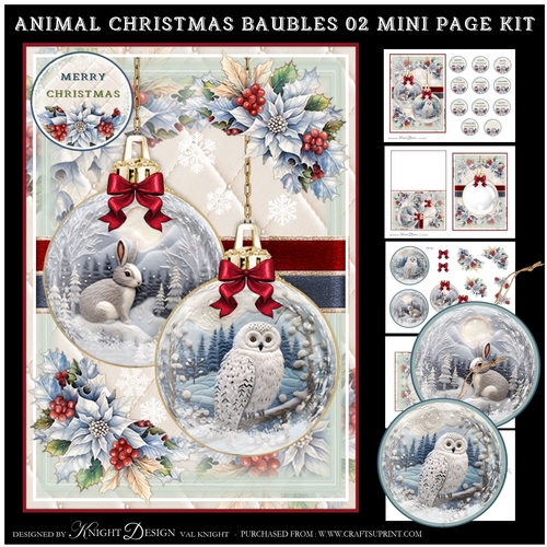 Animal Christmas Baubles 02 Mini Page Kit - CUP1229352_58488 | Craftsuprint