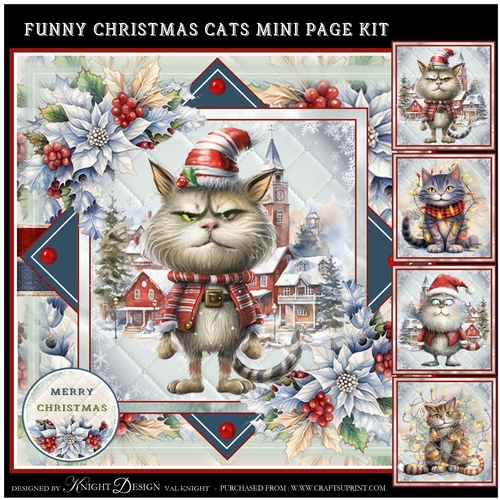 Funny Christmas Cats Mini Page Kit - CUP1237559_58488 | Craftsuprint