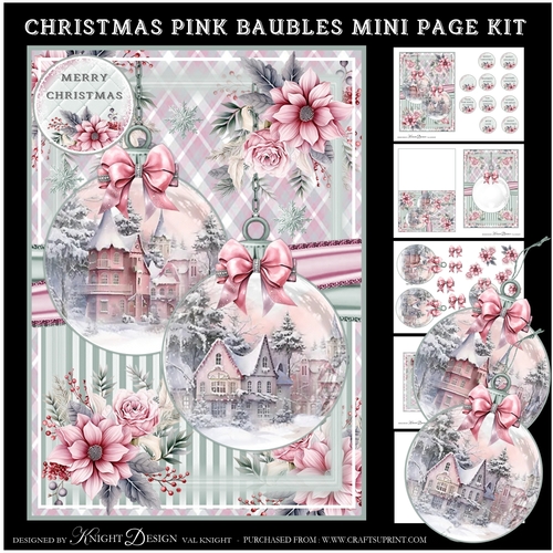Christmas Pink Baubles Mini Page Kit - CUP1246584_58488 | Craftsuprint