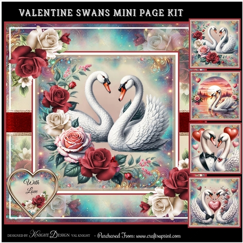 Valentine Swans Mini Page Kit - CUP1268695_58488 | Craftsuprint