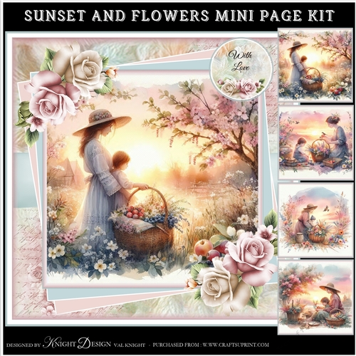 Sunset And Flowers Mini Page Kit - CUP1286572_58488 | Craftsuprint