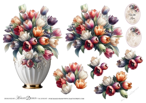 Beautiful Vase Of Tulips Topper - CUP1287529_58488 | Craftsuprint