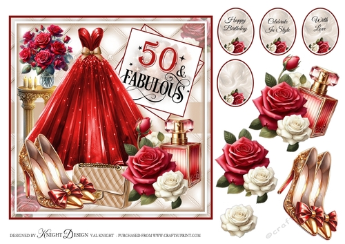 50 And Fabulous Card Front With Decoupage - CUP1305309_58488 | Craftsuprint
