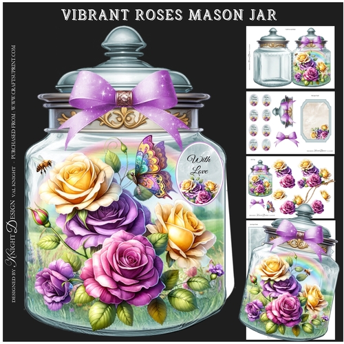 Vibrant Roses Mason Jar Mini Page Kit - CUP1315087_58488 | Craftsuprint