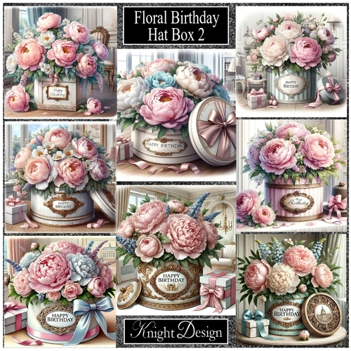 Floral Birthday Hat Box 2 - CUP1351967_58488 | Craftsuprint