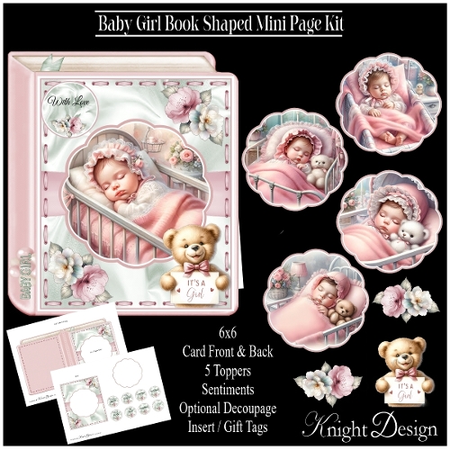 Baby Girl Book 6x6 Shaped Mini Page Kit - CUP1367370_58488 | Craftsuprint