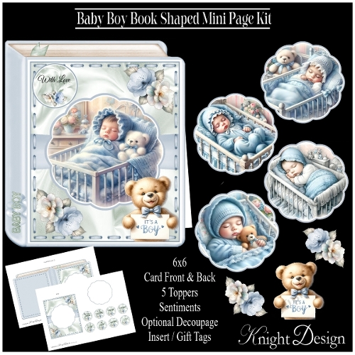 Baby Boy Book 6x6 Shaped Mini Page Kit - CUP1367375_58488 | Craftsuprint