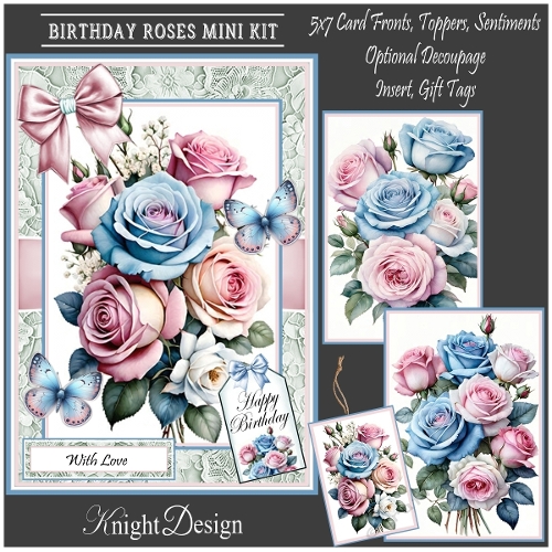 Birthday Roses With Set Of 3 Card Fronts - CUP1387314_58488 | Craftsuprint