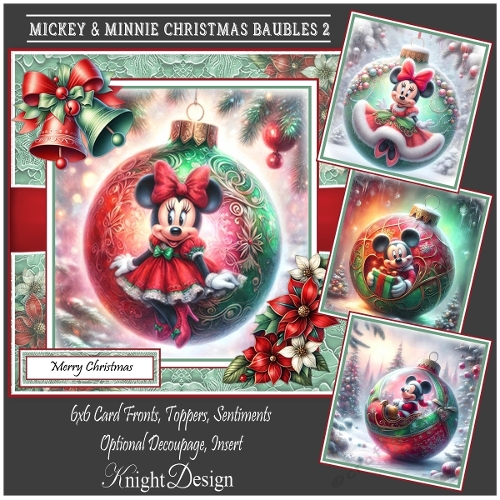 Mickey & Minnie Christmas Baubles 2 With Set Of 4 Toppers - CUP1387582 ...