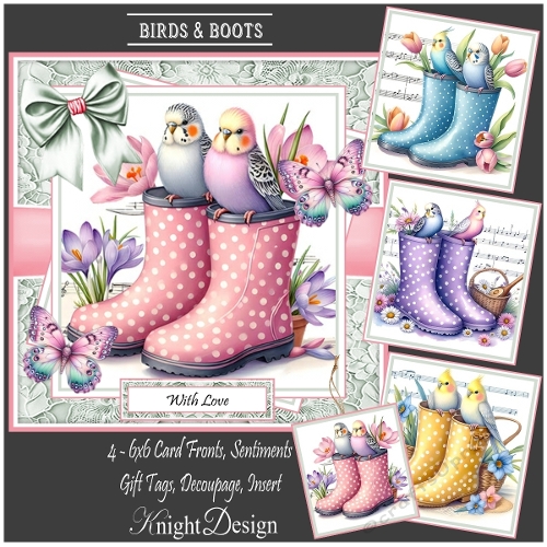 Birds & Boots Mini Kit With Set Of 4 Card Fronts - CUP1388516_58488 ...