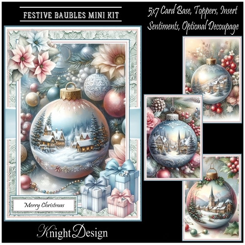 Festive Baubles With Set Of 4 Toppers - CUP1391240_58488 | Craftsuprint