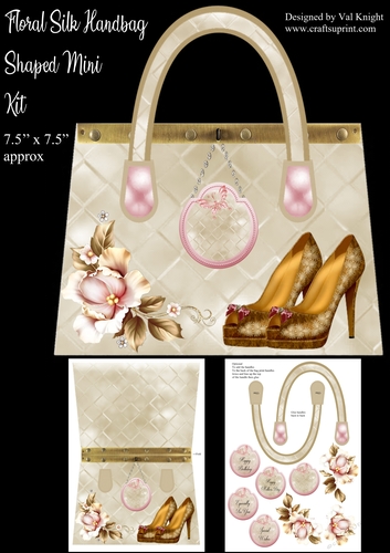 Gold Silk Handbag Shaped Card Mini Kit - CUP949052_58488 | Craftsuprint